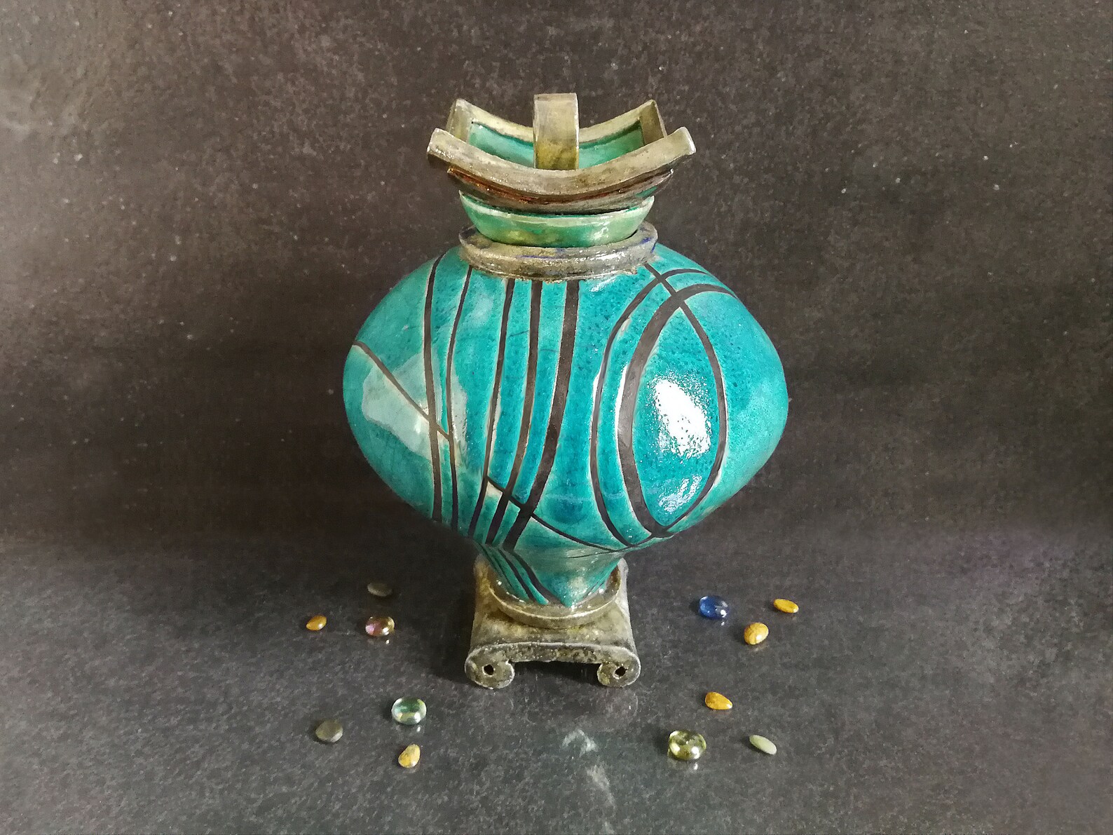 Raku Ceramic Large Turquoise Urn for Human or Pet Ashes Drop - Etsy