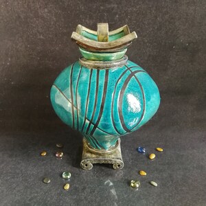 Raku Ceramic Large Turquoise Urn for Human or Pet Ashes, Drop Shape Urn ...