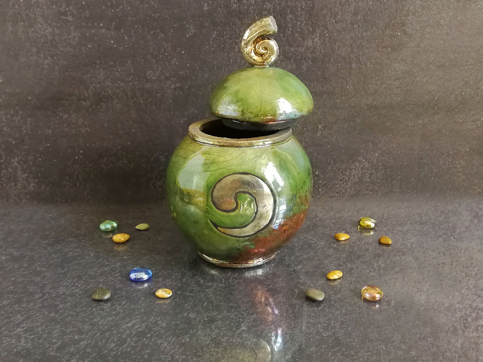 Raku Pottery Green Jar With Lid Sugar Jar Pottery Tea - Etsy