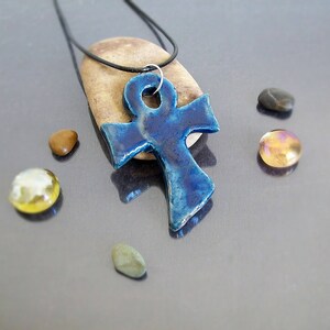 Raku Pottery Ankh Pendant, Ankh Necklace, Ankh Cross, Ankh Jewelry ...
