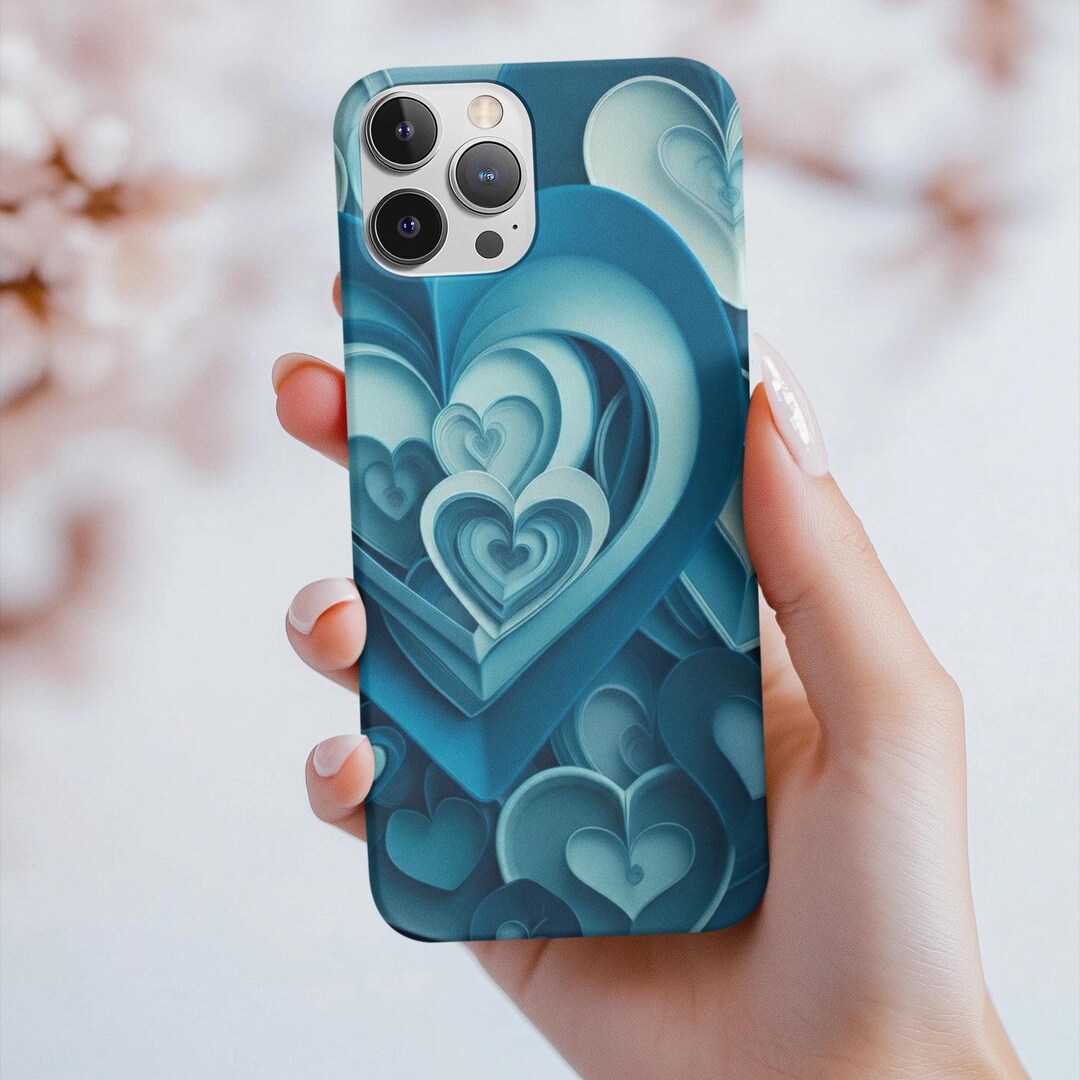 Beautiful Blue Paper Hearts Tough Phone Case, Valentine Gift, Valentine ...