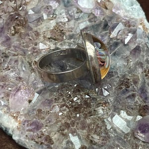 Rainbow Glass Sterling Silver Ring Size 6.5 - Etsy