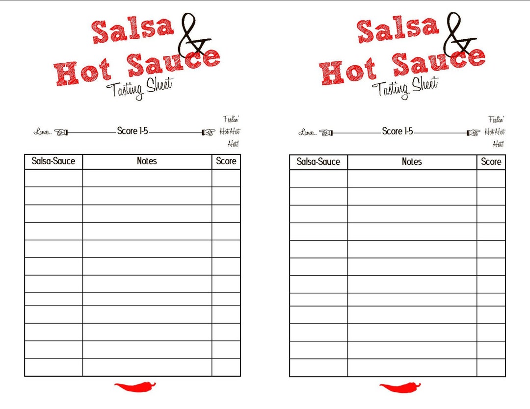 Salsa and Hot Sauce Tasting Card - Etsy