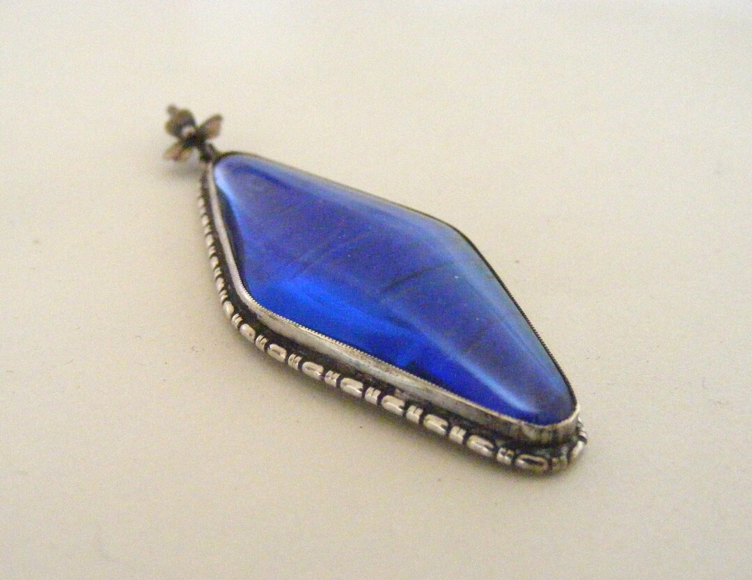 Large Antique Art Deco Sterling Silver Morpho Blue Butterfly Wing ...