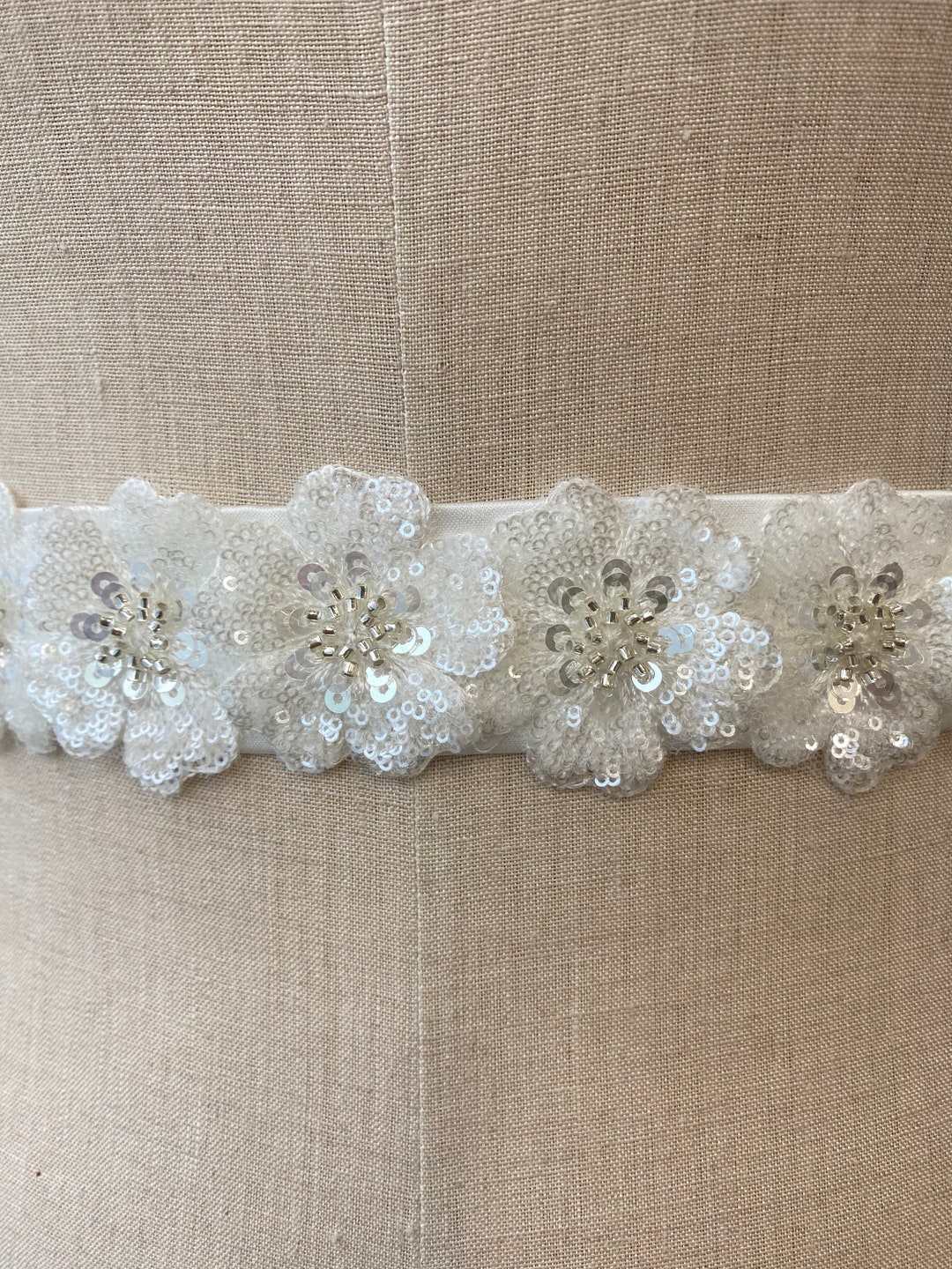 Floral Beaded and Sequinned Satin Bridal Belt Wedding Sash - Etsy