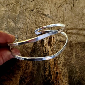 Hammered Silver Cuff Bracelet for Men and Women, Solid 925 Sterling Silver Cuff Bracelet for Men ...