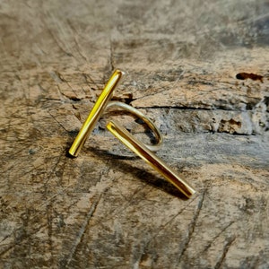Unique Gold Double Bar Ring, Minimalist Modern Geometric Brass Ring ...