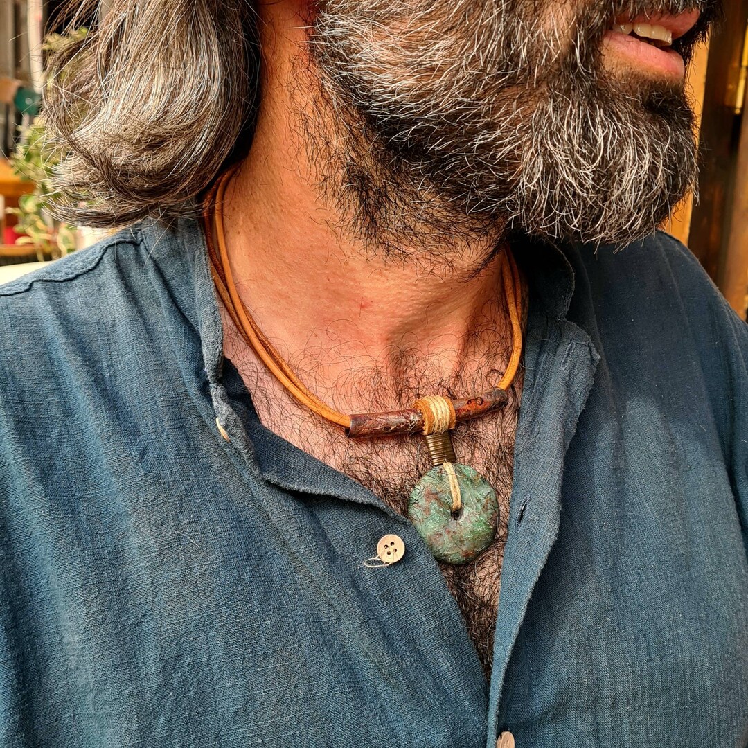 Primitive Ethnic Choker Necklace for Men or Women, Tribal Leather ...