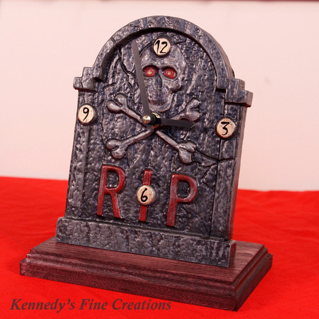 Grave Stone Engraved Wood Desk Clock - Etsy