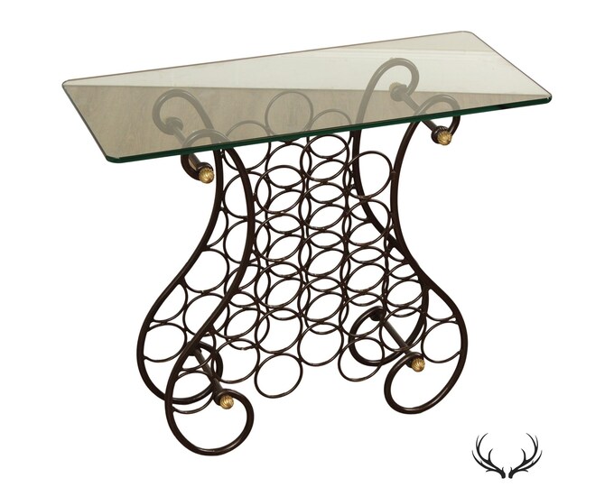 Glass Top Wrought Iron Wine Rack Console Table - Etsy