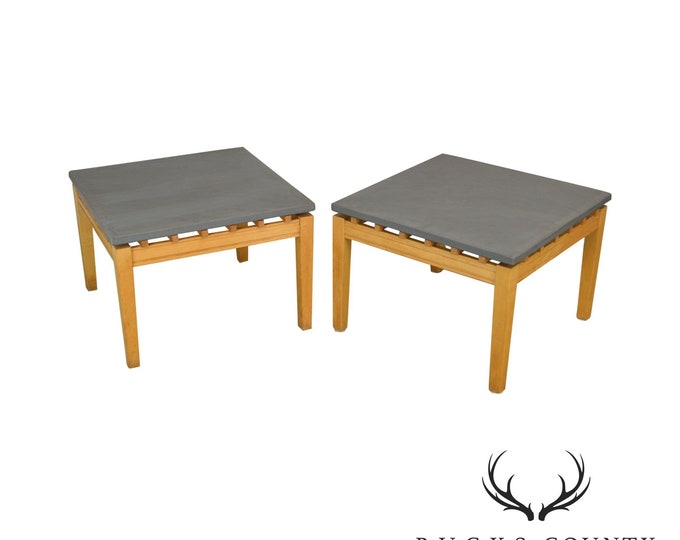 Studio Crafted Post Modern Pair Slate Top Square Side Tables - Etsy