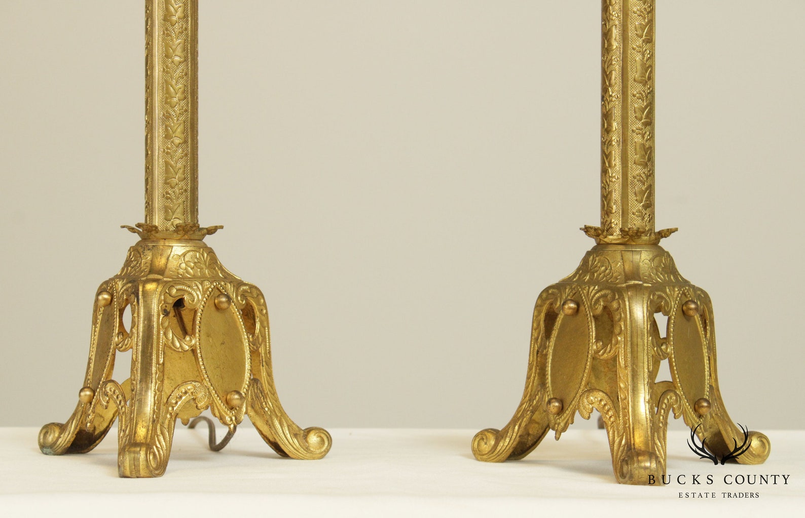 Gothic Revival Antique Aesthetic Brass Pair Converted - Etsy