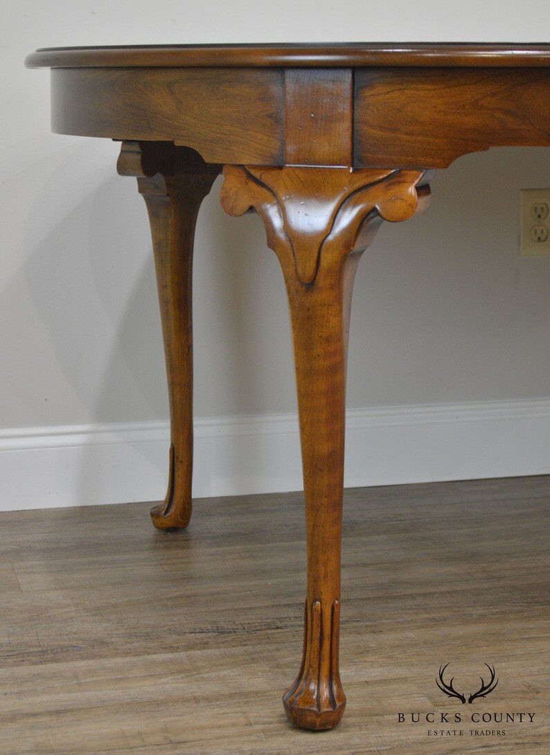 Statton Cherry Oxford Finish Oval Queen Anne Dining Table | Etsy