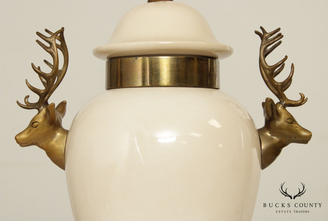 Urn Form Table Lamp With Brass Stag Head Handles - Etsy