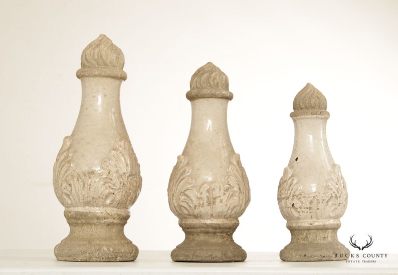 Neoclassical Style Set Glazed Cast Stone Decorative Finials - Etsy