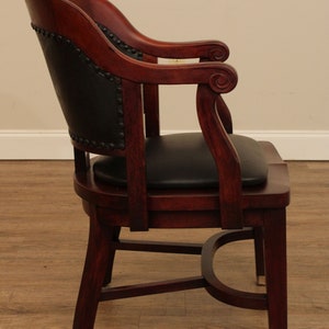 Hale Desk Company, Milwaukee Chair, Antique Walnut & Black Leather Pair ...
