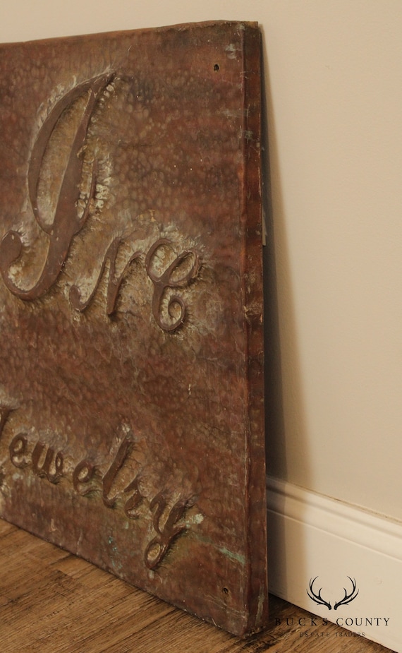 Vintage Copper Trade Sign, Custom Handmade Jewelry - Gem