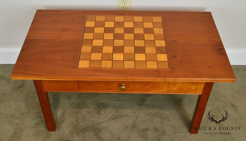 Hand Crafted Solid Cherry Wood Checkerboard Top Game Table by - Etsy