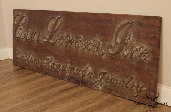 Vintage Copper Trade Sign, Custom Handmade Jewelry - Gem