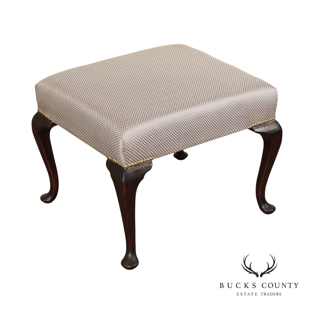 Queen Anne Style Custom Upholstered Foot Stool - Etsy