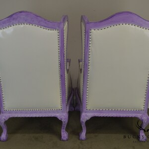 White & Purple Pair Rococo Style High Back Wing Chairs - Etsy