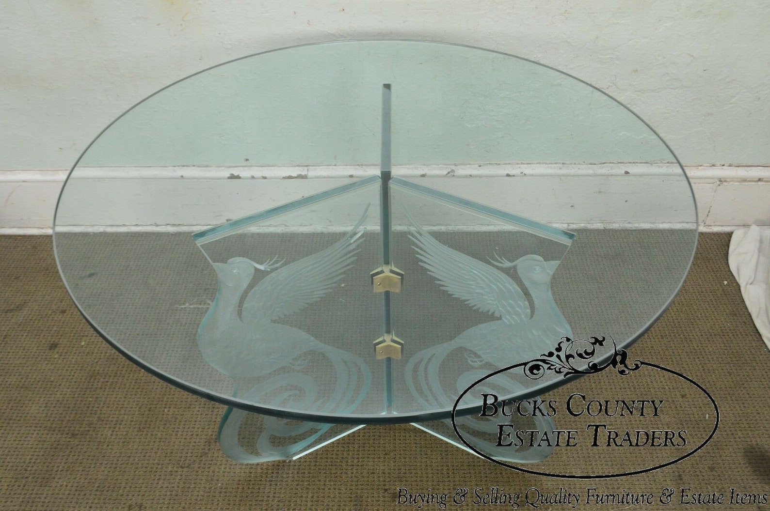 Contemporary Phoenix Etched Round Glass Dining Table possibly - Etsy