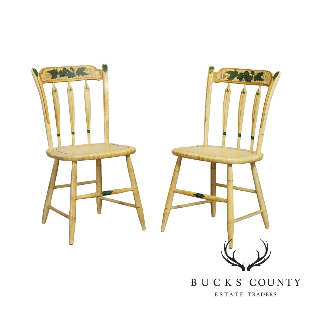 Antique Pair Paint Decorated Arrow Back Side Chairs - Etsy