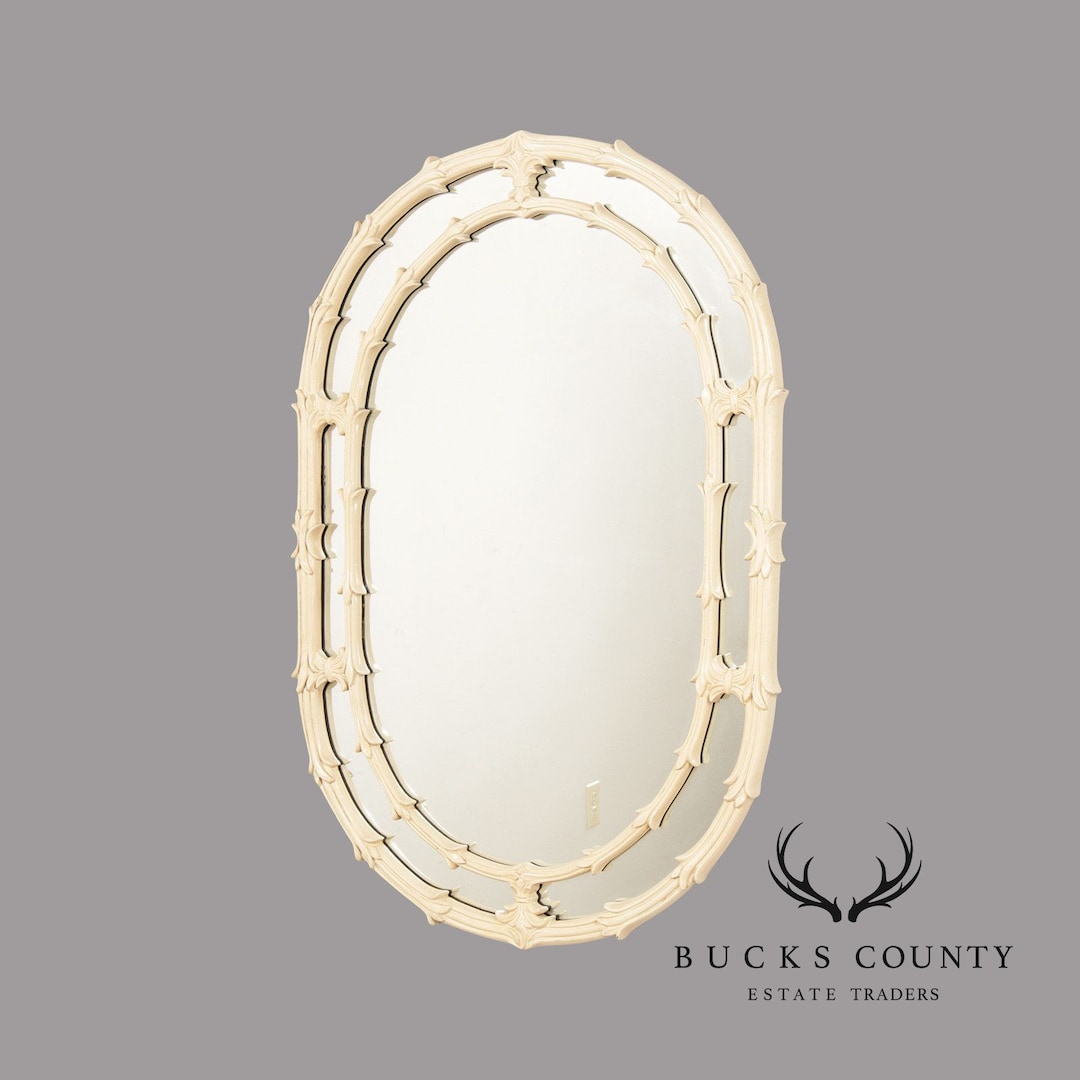 Gampel Stoll Hollywood Regency Oval Lacquered Hanging Mirror - Etsy
