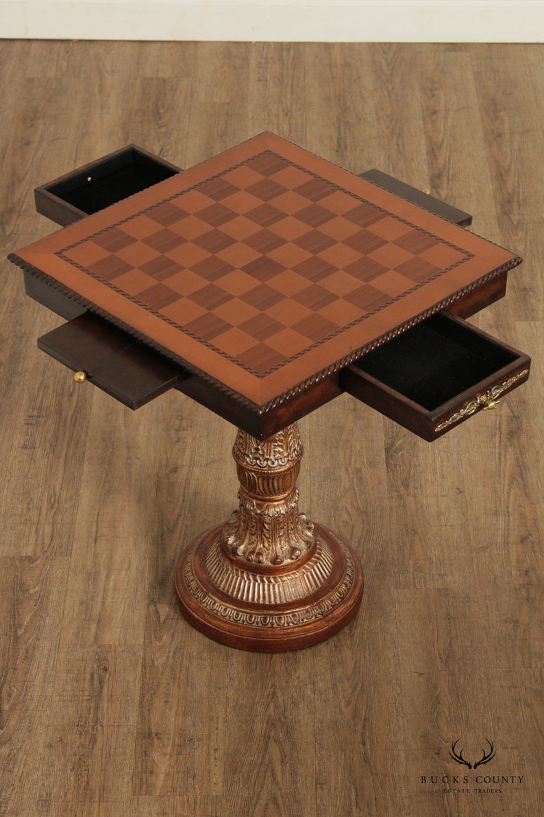 Neoclassical Style Carved Gilt Pedestal Base Chess Game Table - Etsy
