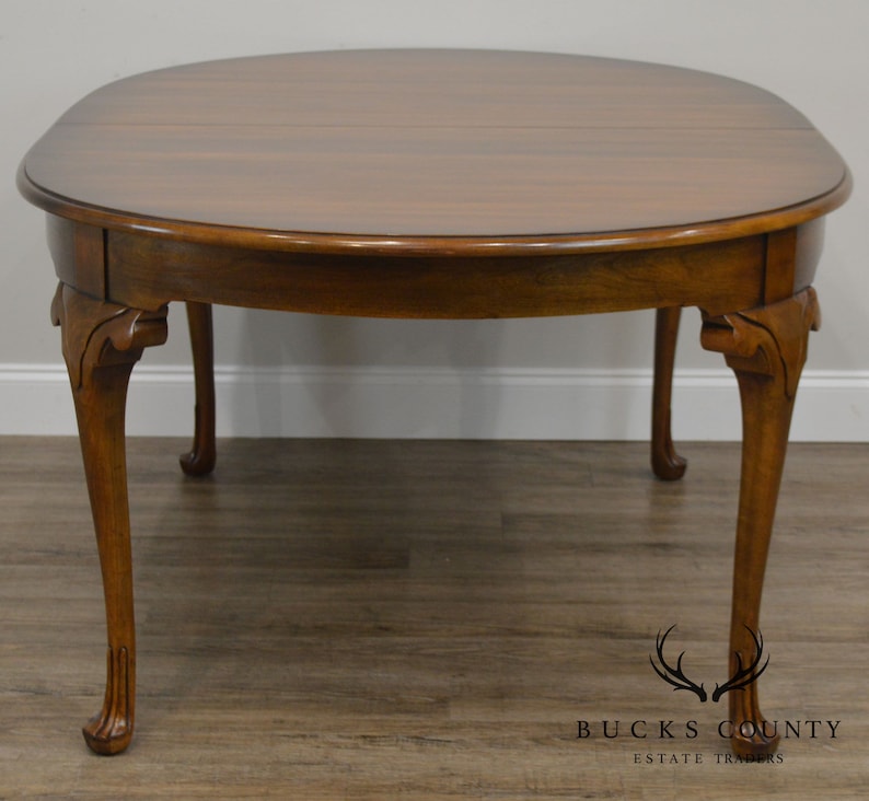 Statton Cherry Oxford Finish Oval Queen Anne Dining Table | Etsy