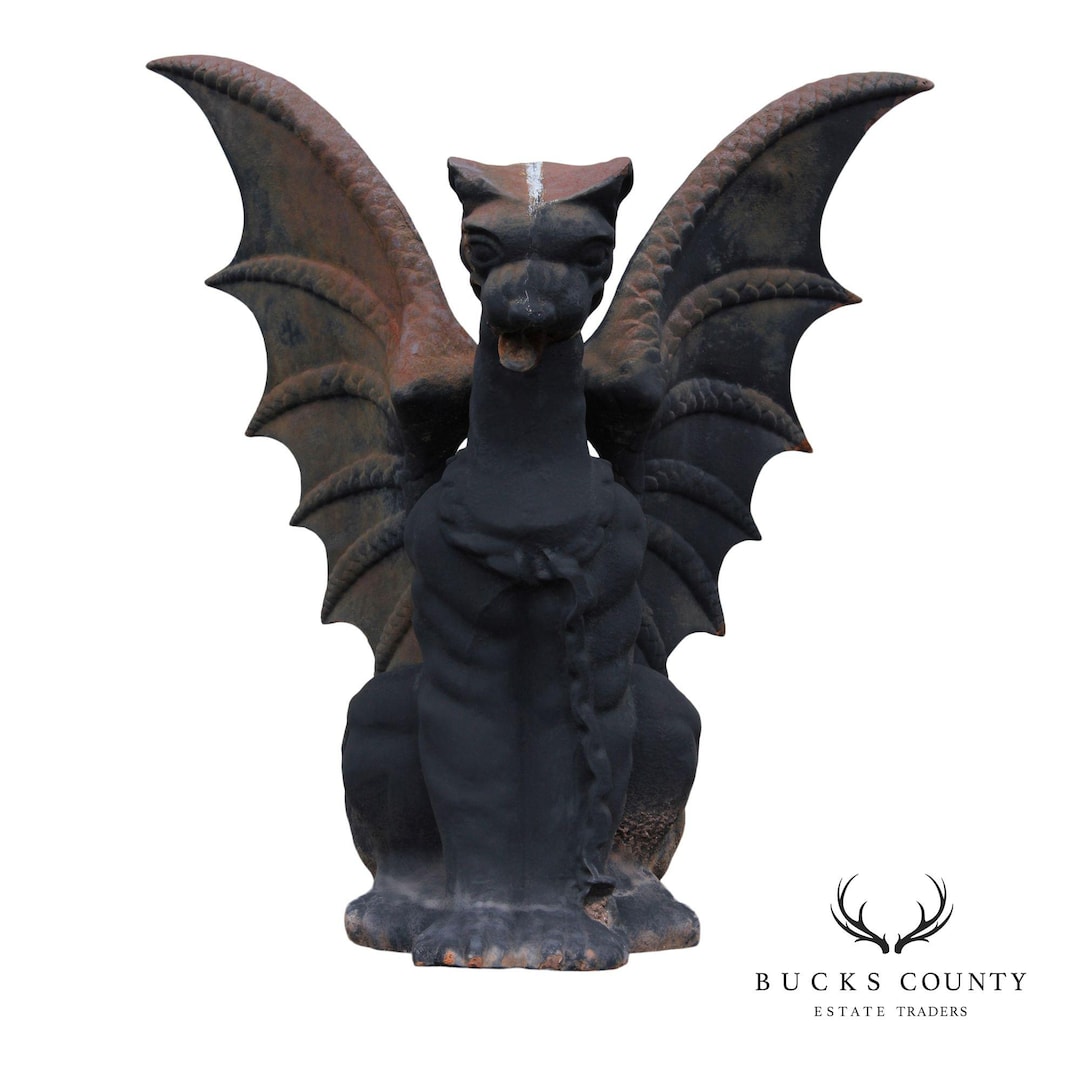 Gothic Style Large Cast Iron Gargoyle Statue - Etsy