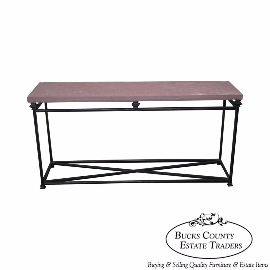 Quality Iron Base Console Table W/ Slate Top - Etsy