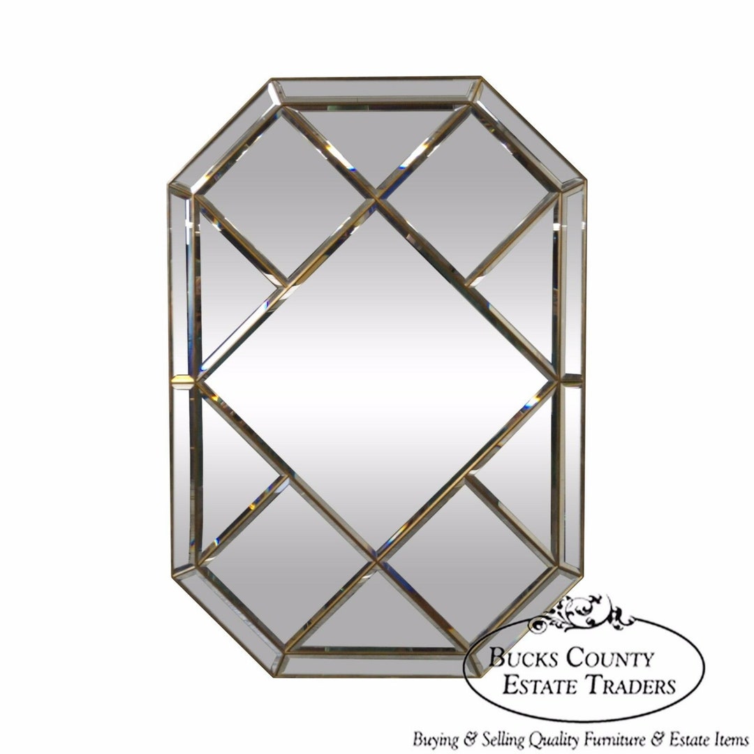 Brass Frame Harlequin Pattern Beveled Glass Mirror - Etsy