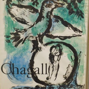 Mare Chagall "the Green Bird" 1962 Exhibition Lithograph - Etsy
