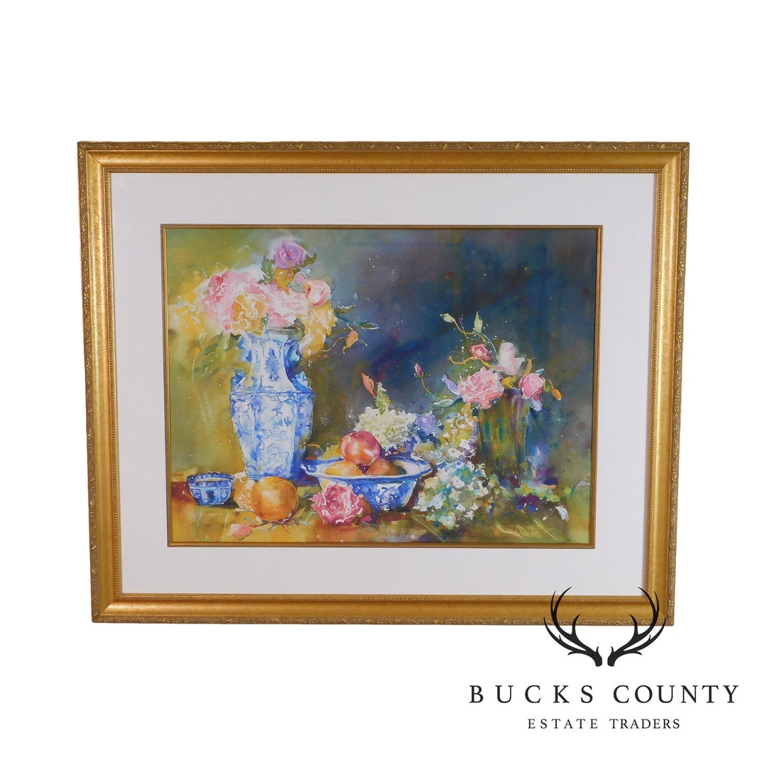 V. Weller Print 21/300 of Watercolor Fruit & Floral Still Life - Etsy