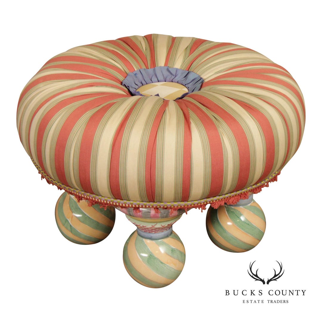 Mackenzie Childs Round Tufted Ottoman Tuffet - Etsy