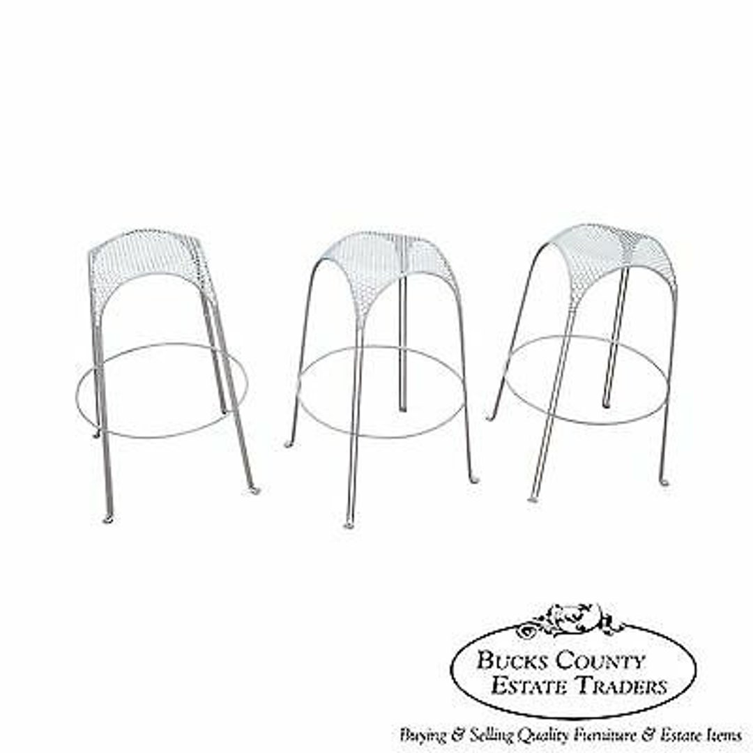 Mid Century Modern Set of 3 Painted Metal Bar Stools - Etsy