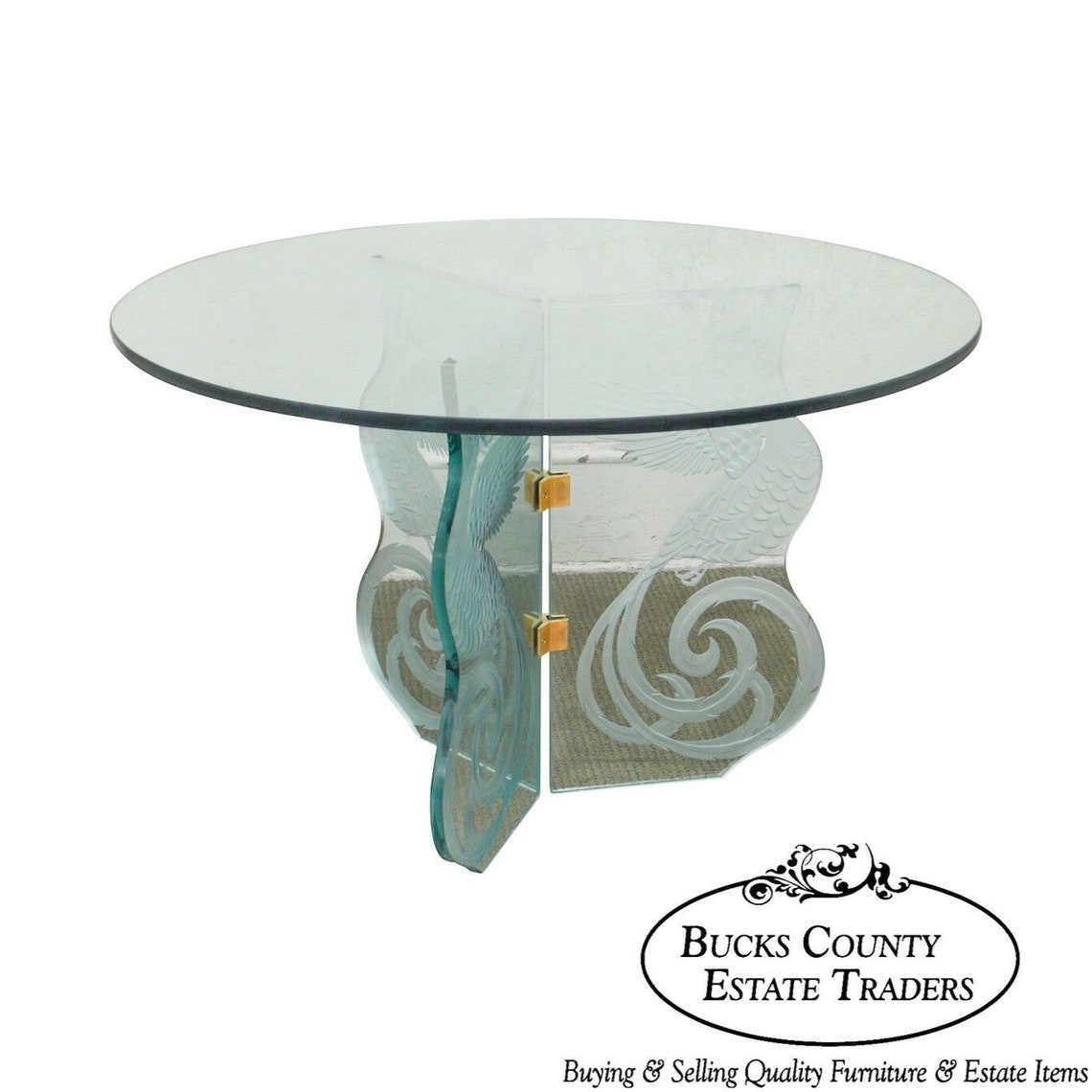Contemporary Phoenix Etched Round Glass Dining Table possibly - Etsy