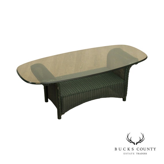 Lloyd Loom Glass Top Wicker Outdoor Coffee Table - Etsy