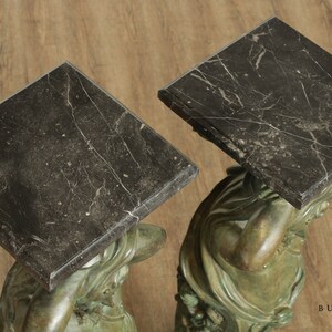 Bronze Marble Top Pair "telamon" Greek God Statues, 48" Pedestals - Etsy