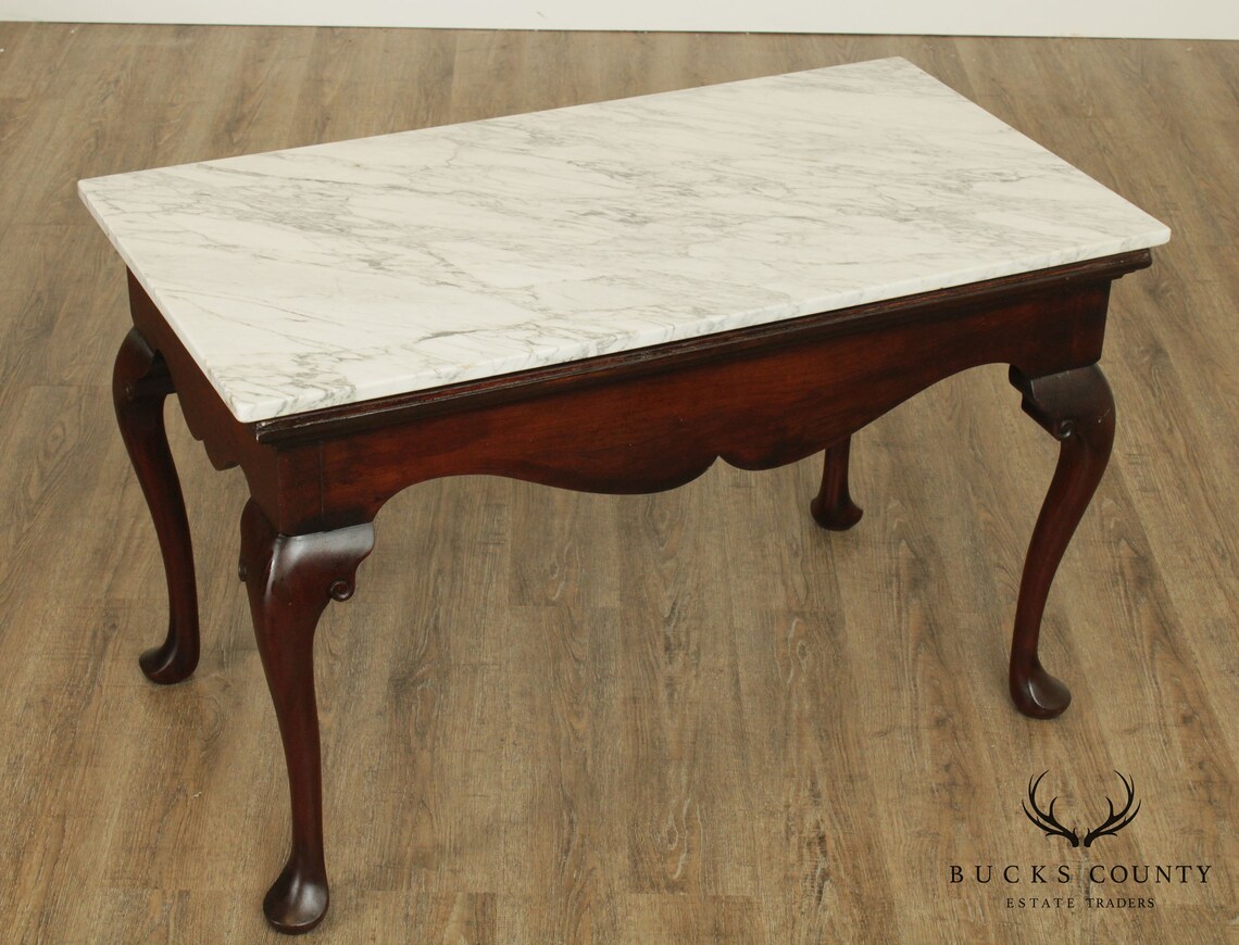 Antique Mahogany Queen Anne Marble Top Mixing or Console Table | Etsy