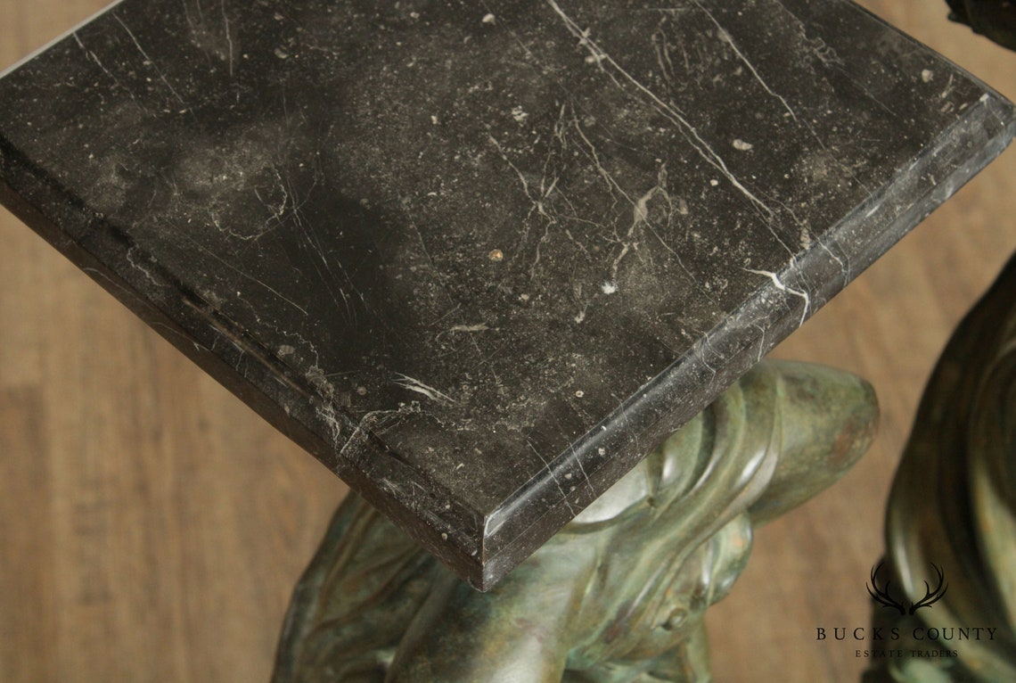 Bronze Marble Top Pair telamon Greek God Statues - Etsy