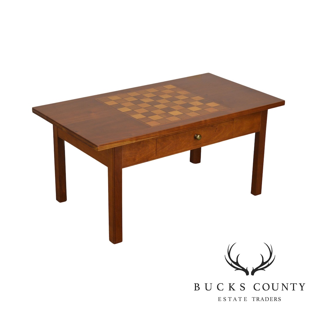 Hand Crafted Solid Cherry Wood Checkerboard Top Game Table by F. G ...