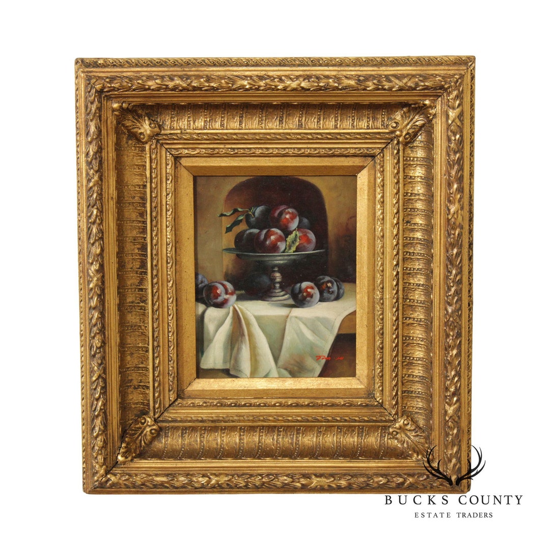 Tim Lu Still Life of Plums Framed Oil on Canvas - Etsy