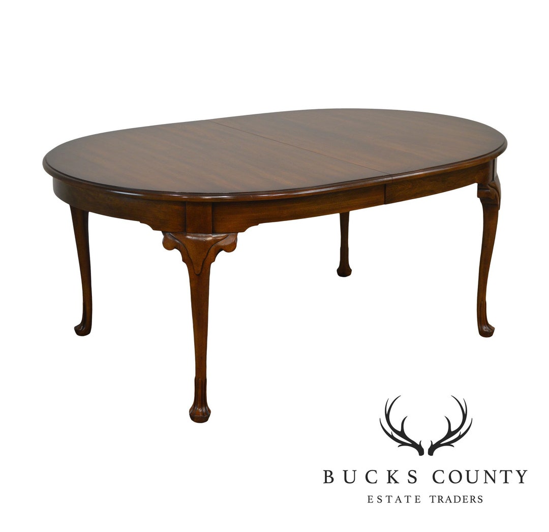 Statton Cherry Oxford Finish Oval Queen Anne Dining Table - Etsy