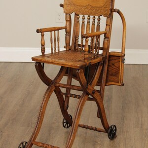 Antique Victorian Oak Combination High Chair - Etsy
