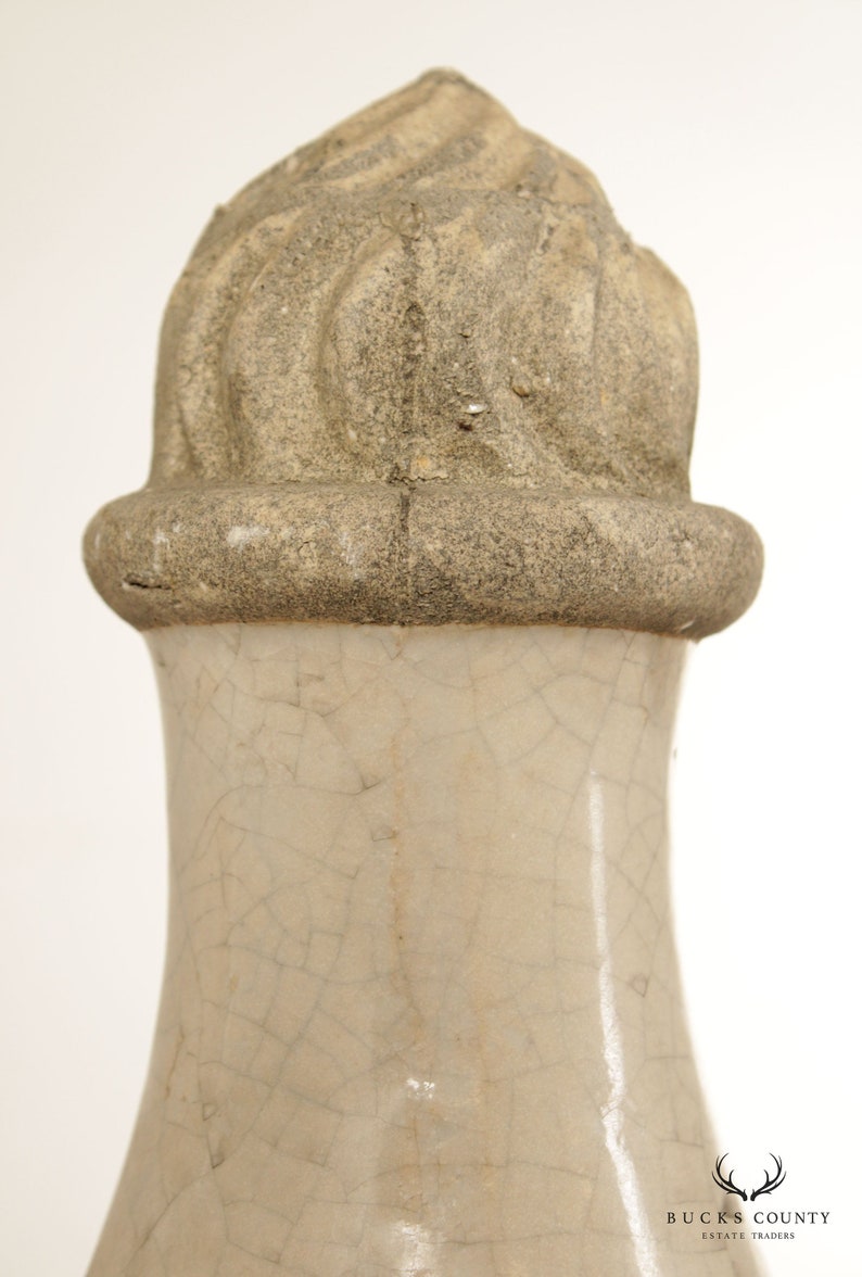 Neoclassical Style Set Glazed Cast Stone Decorative Finials - Etsy