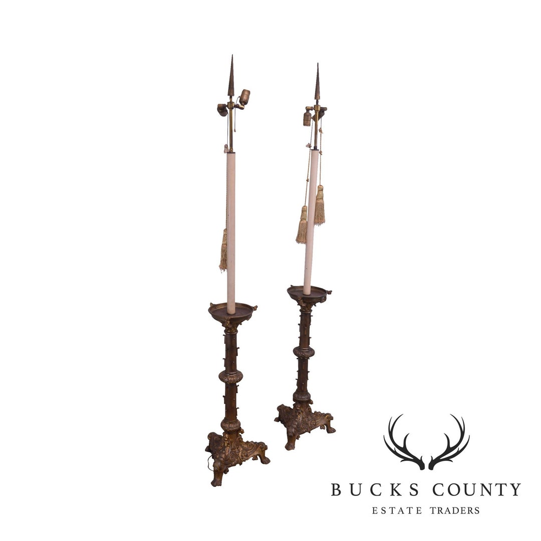 Renaissance Revival Antique Pair Candelabra Floor Lamps - Etsy