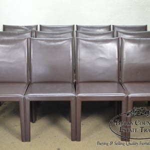 Maria Yee Set of 12 Brown Leather Dining Chairs - Etsy