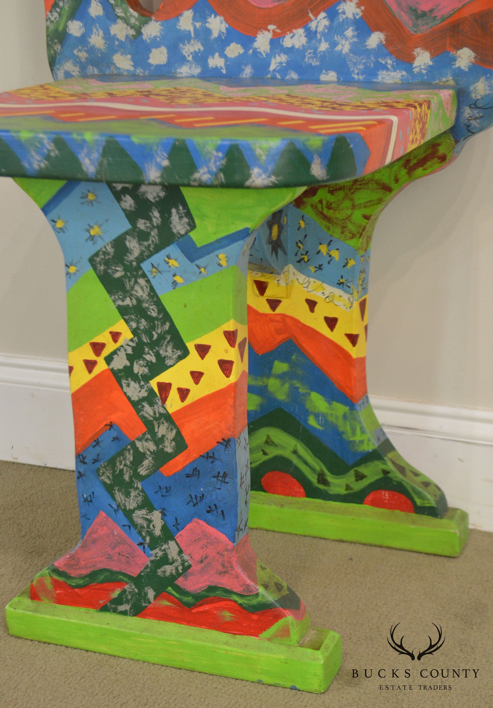 Bill Jackson Colorful Hand Painted Artist Signed Cactus Chair | Etsy
